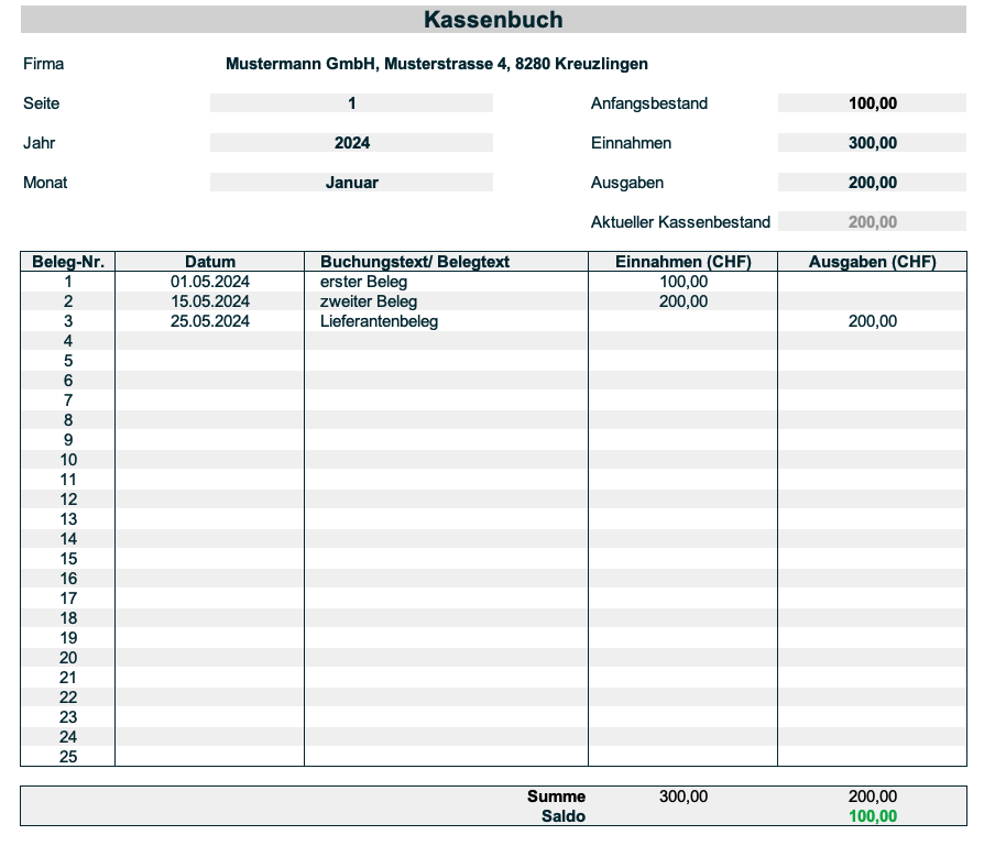 Gratis Excel-Kassenbuch: Einfache Buchhaltung für Einsteiger - swiDOC